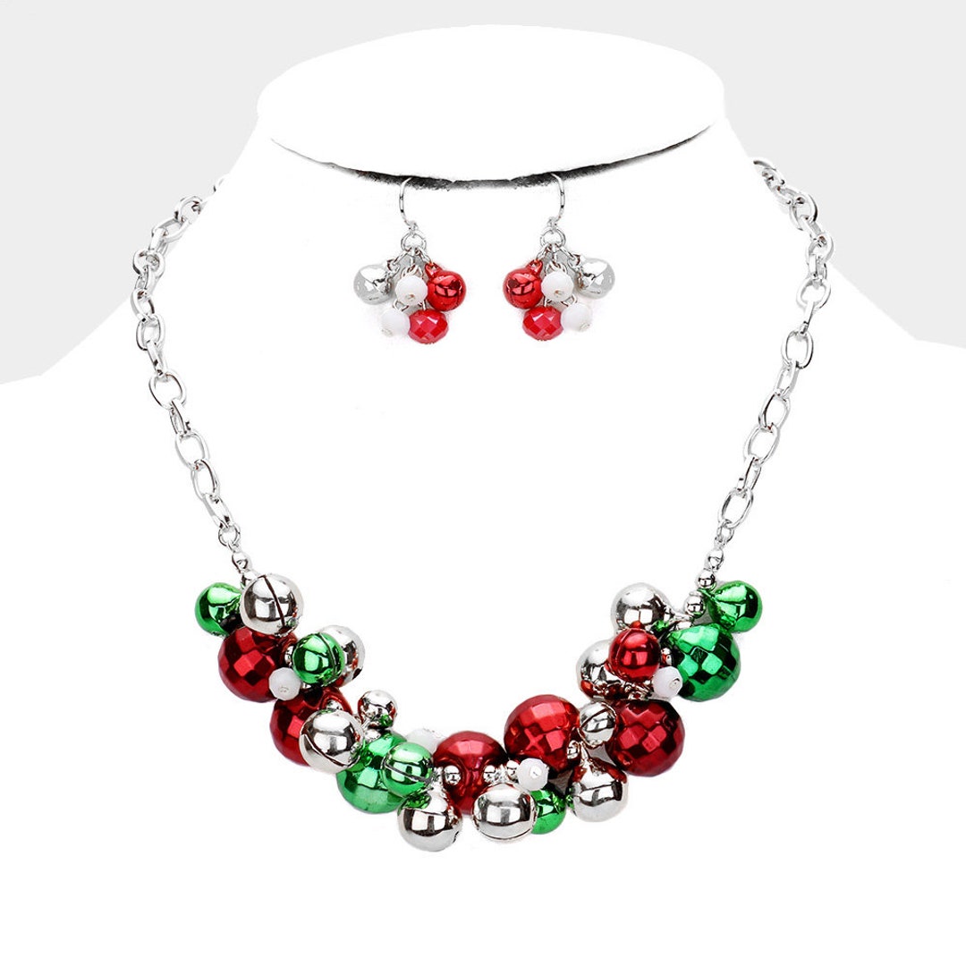 Christmas Bell Collar Necklace Festive Holiday Bell Drop Necklace ...
