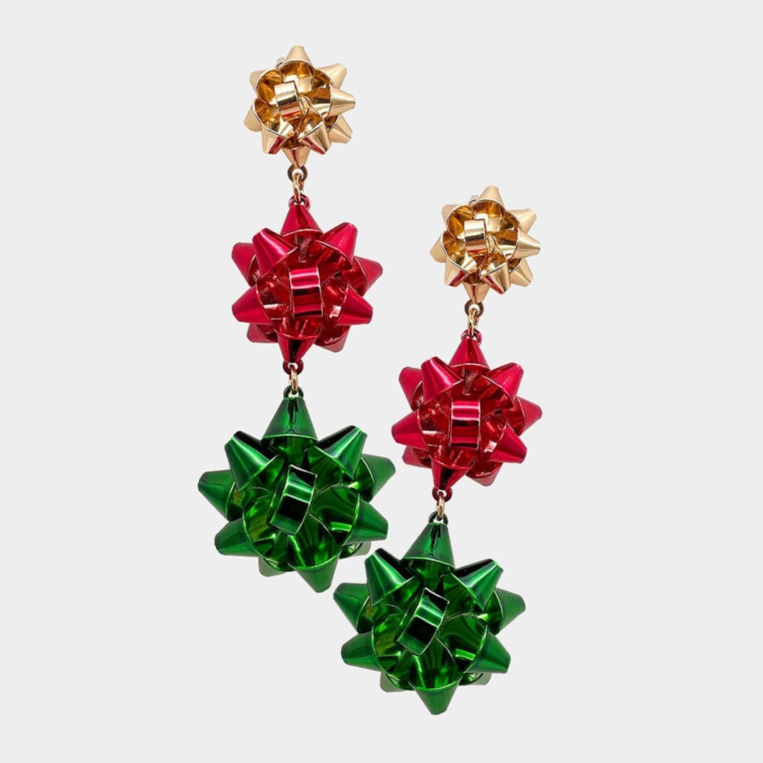 Christmas Bow Dangle Earrings. Perfect for the Festive Season - Etsy