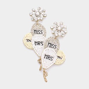 Miss to Mrs Message Felt Back Beaded Triple Balloon Dangle Earrings - Etsy