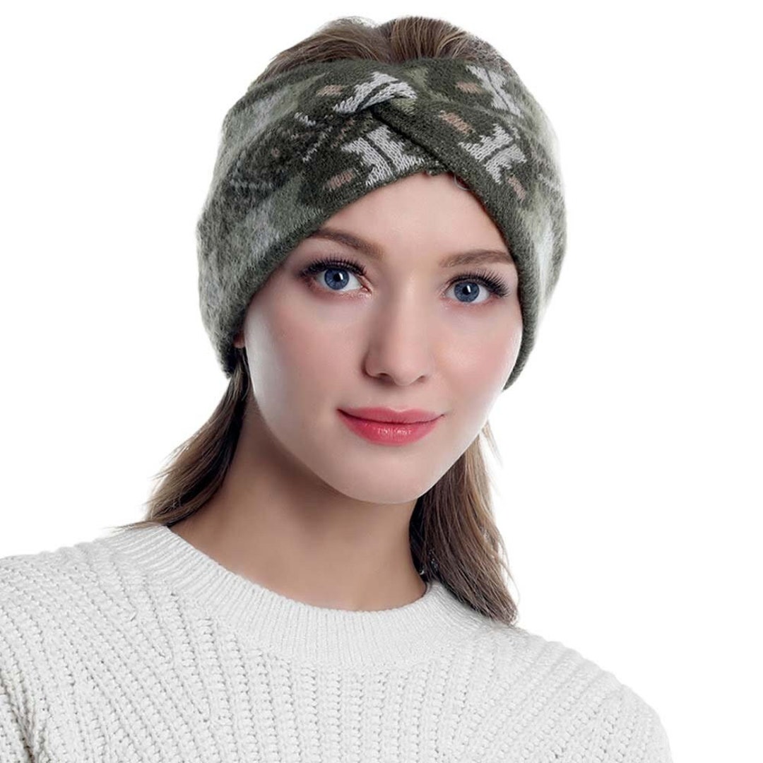 Aztec Patterned Knit Earmuff Headband - Etsy