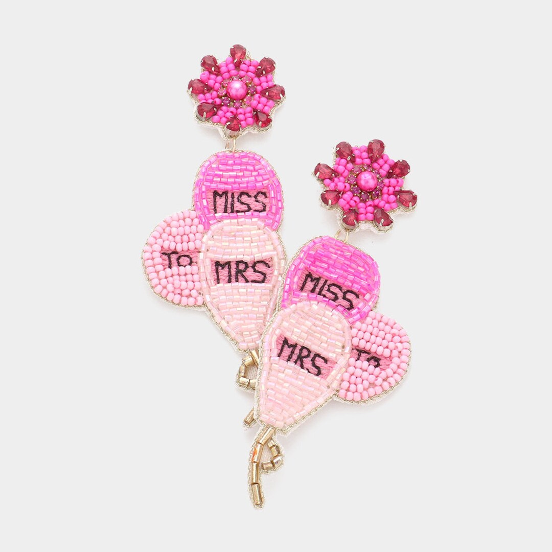 Miss to Mrs Message Felt Back Beaded Triple Balloon Dangle Earrings - Etsy