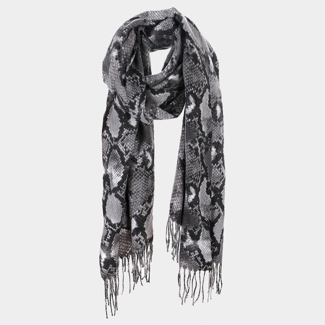Snake Skin Print Tassel Oblong Scarf - Etsy
