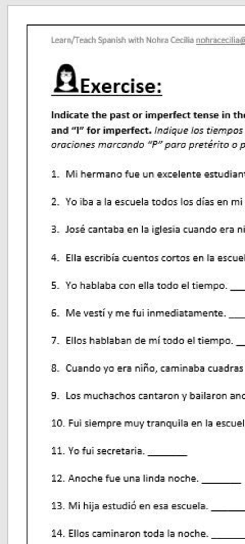 6 Pages of Spanish Past Tenses - Etsy