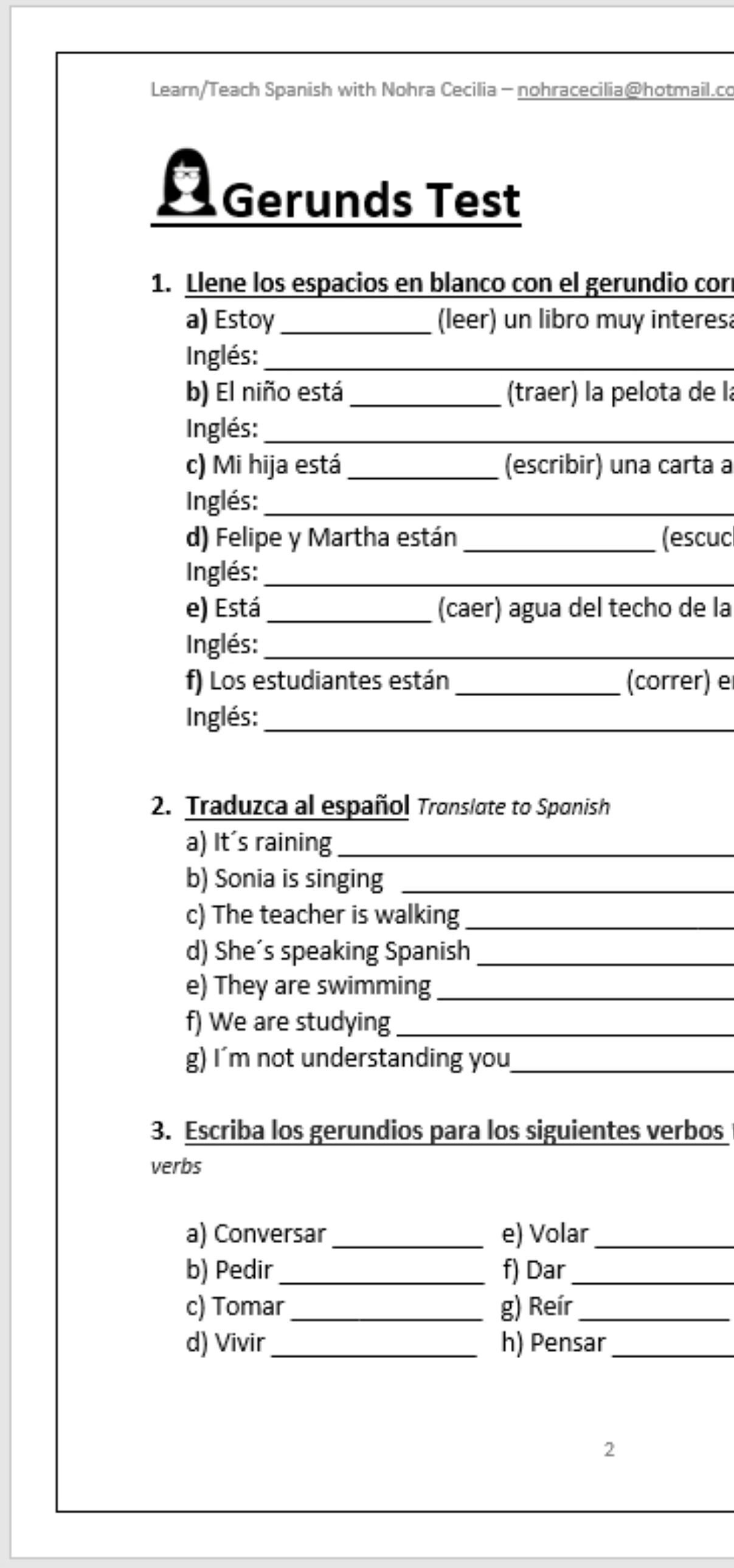 The "ing" in Spanish - Easy Lesson - Etsy