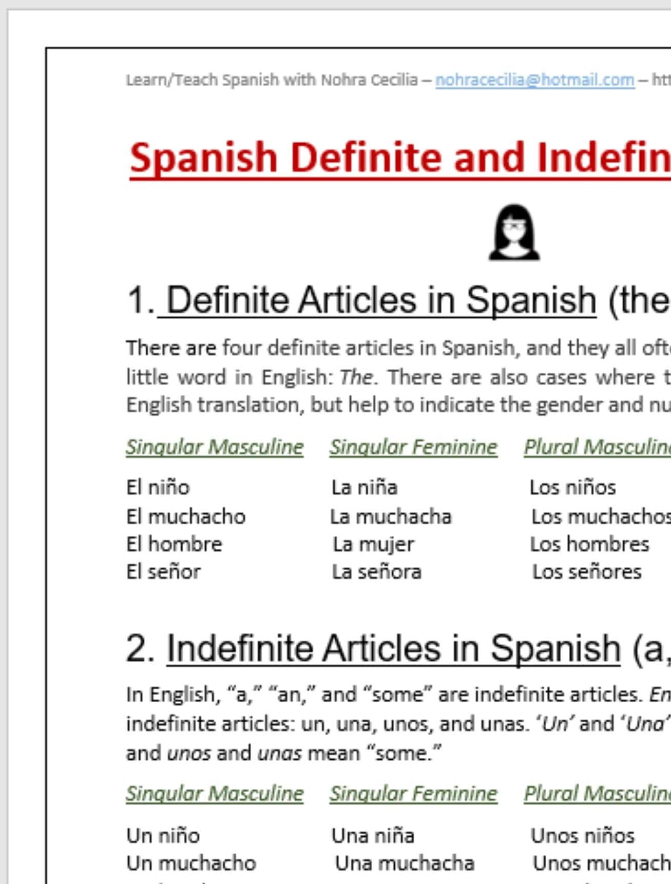 Spanish Definite Articles
