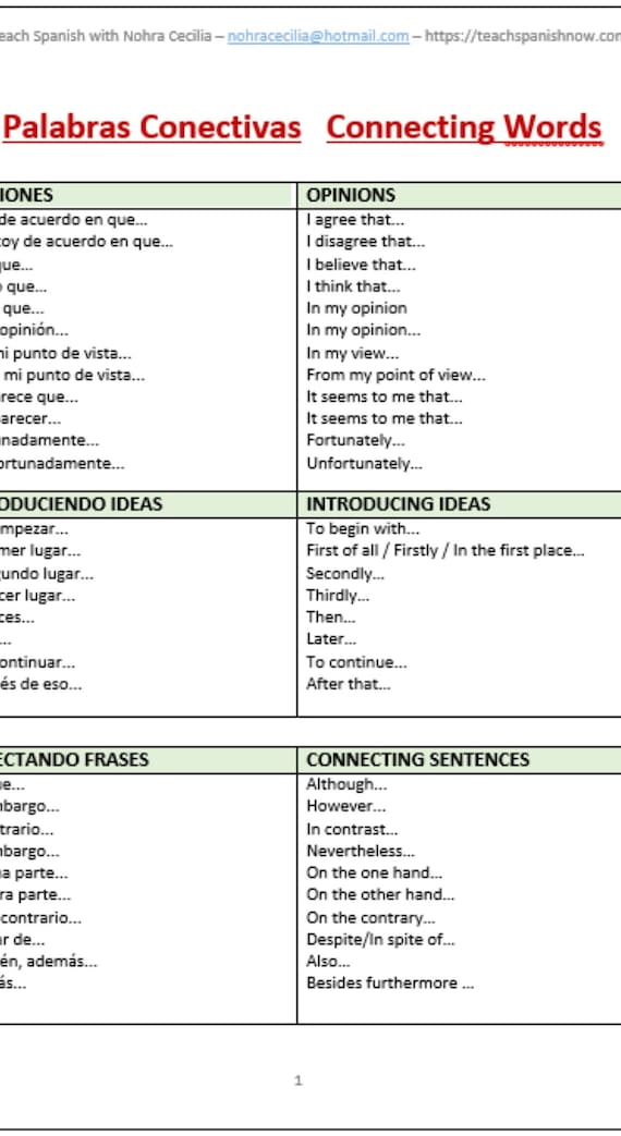 Spanish Transition Words And Phrases Quiz & Worksheet Spanish