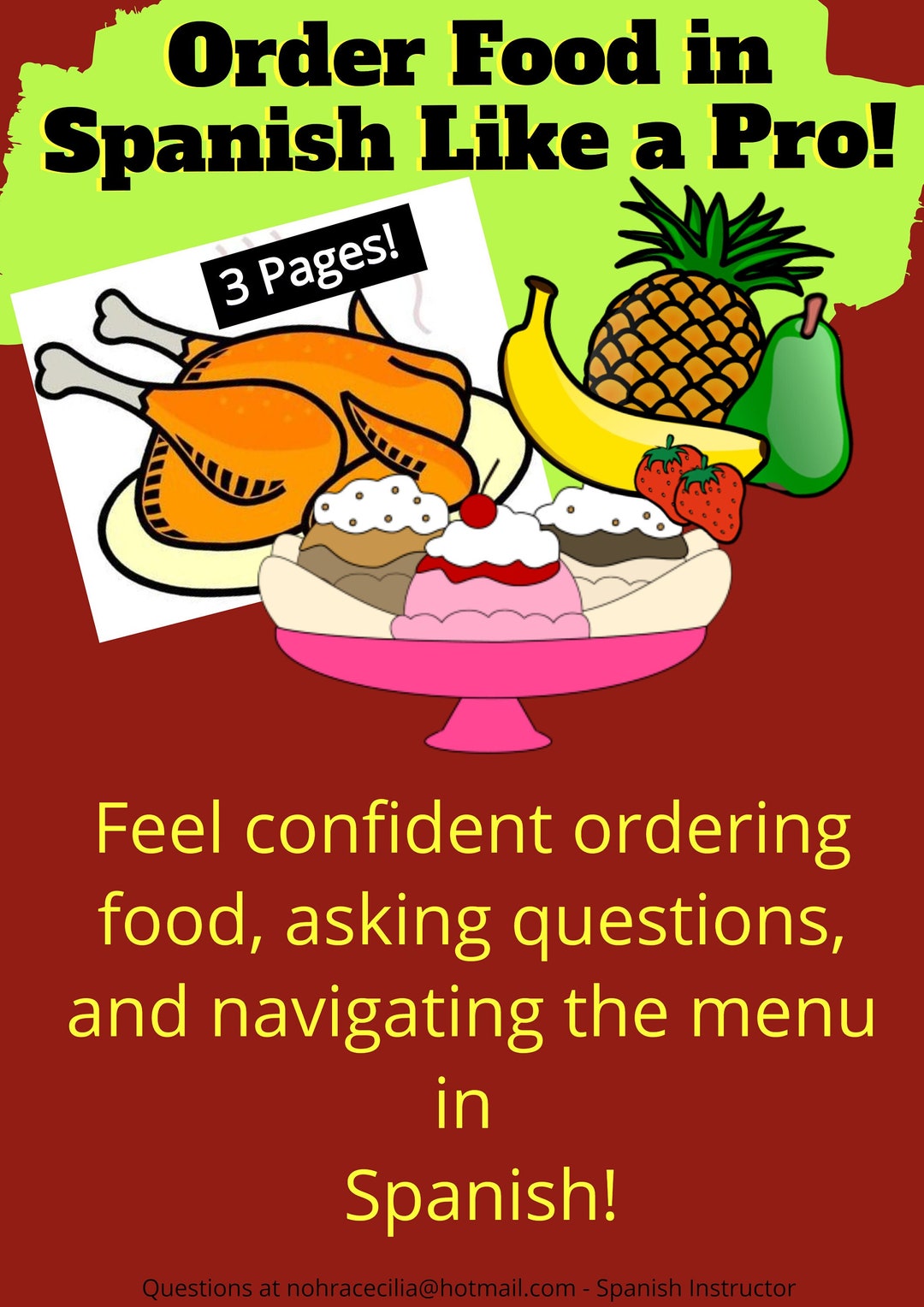 Order Food in Spanish Like a Pro! - Etsy