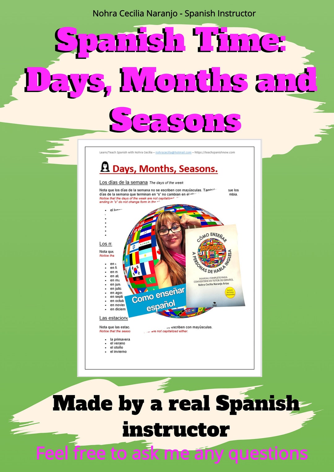 Spanish Time: Days, Months and Seasons - 2 Pages - Etsy