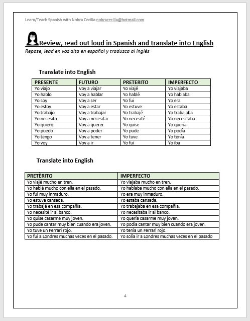 6 Pages of Spanish Past Tenses! - Etsy