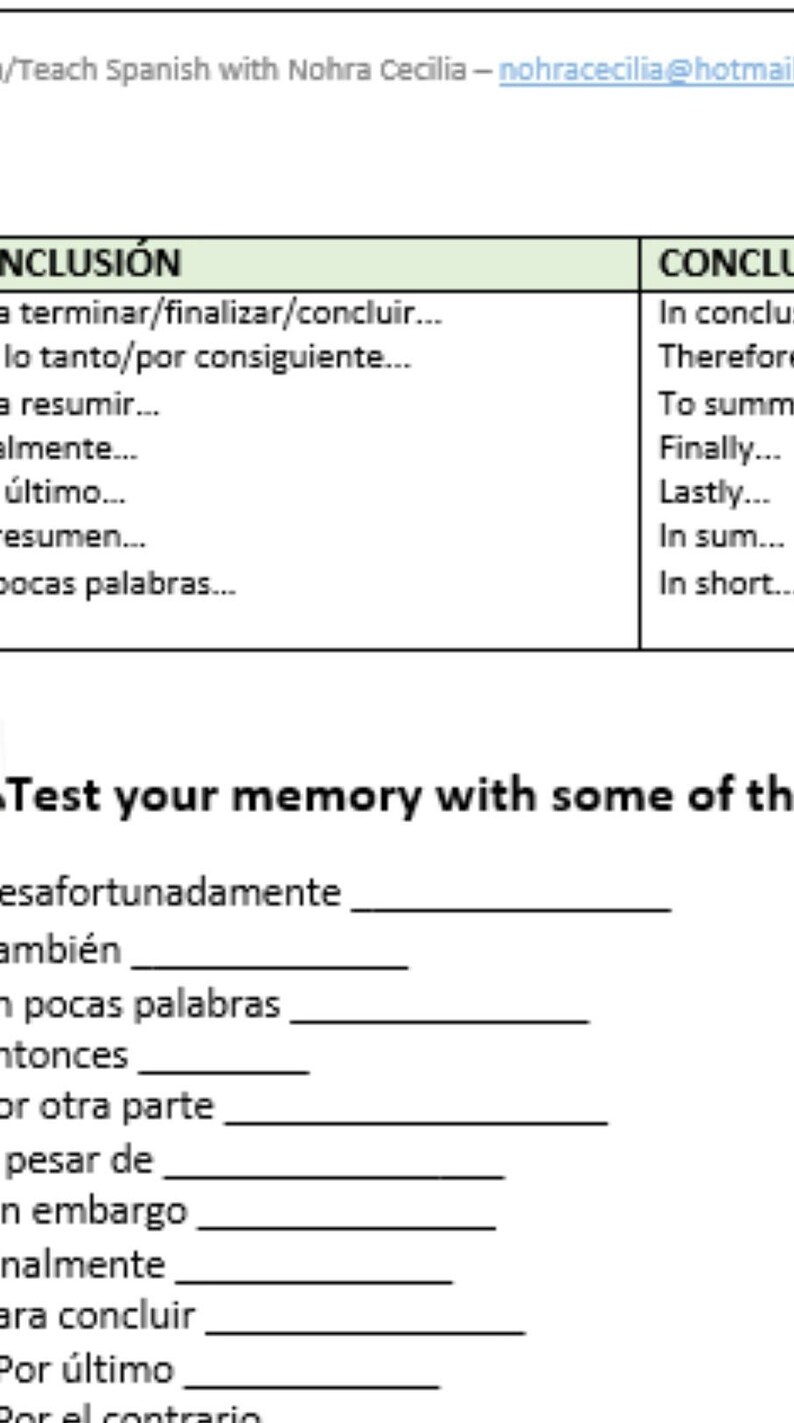 Mastering Spanish Connecting Words - Etsy