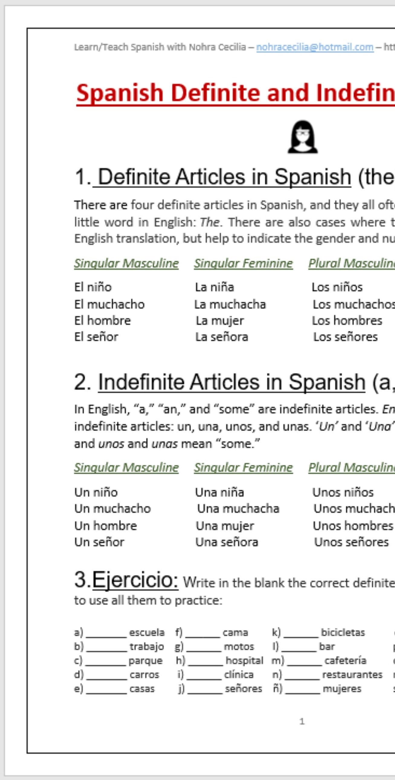 Spanish Definite Articles
