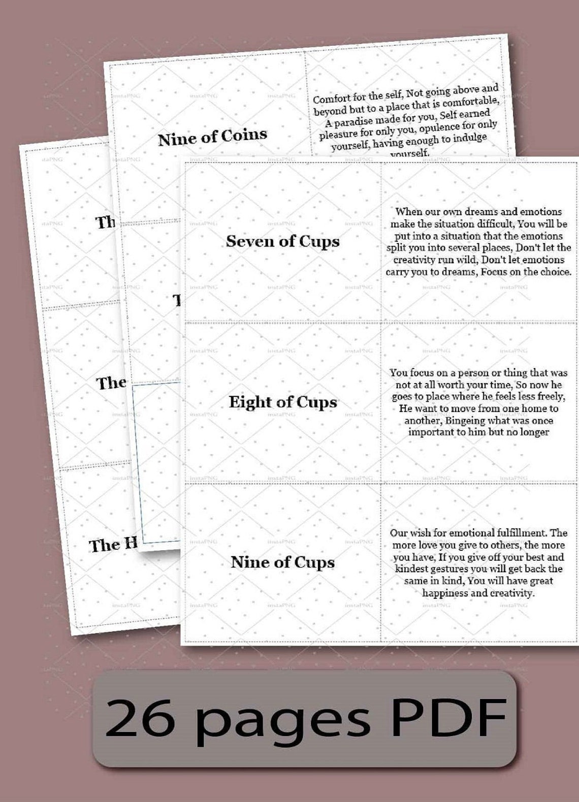 Tarot Flash Cards, Upright and Reverse Tarot Card Meanings Cheat Sheet ...