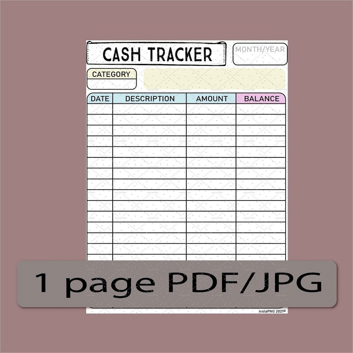 Cash Trackers Pdf, Cash Trackers Jpg, Money Tracker Template, Spending ...