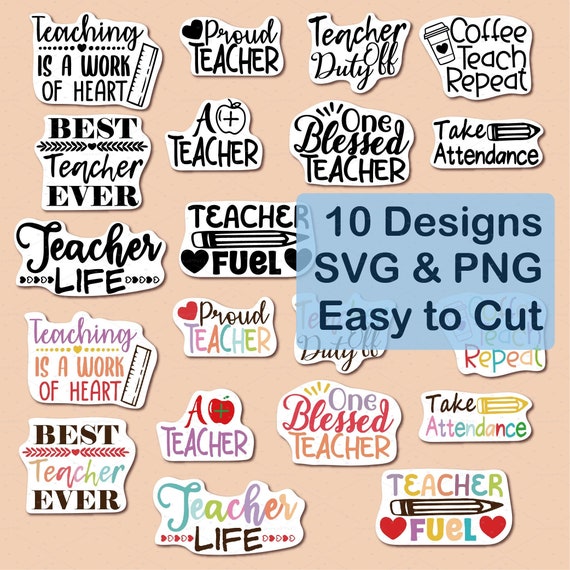 Teacher Svg TEACHER STICKER Bundle Svg Blessed Teacher - Etsy