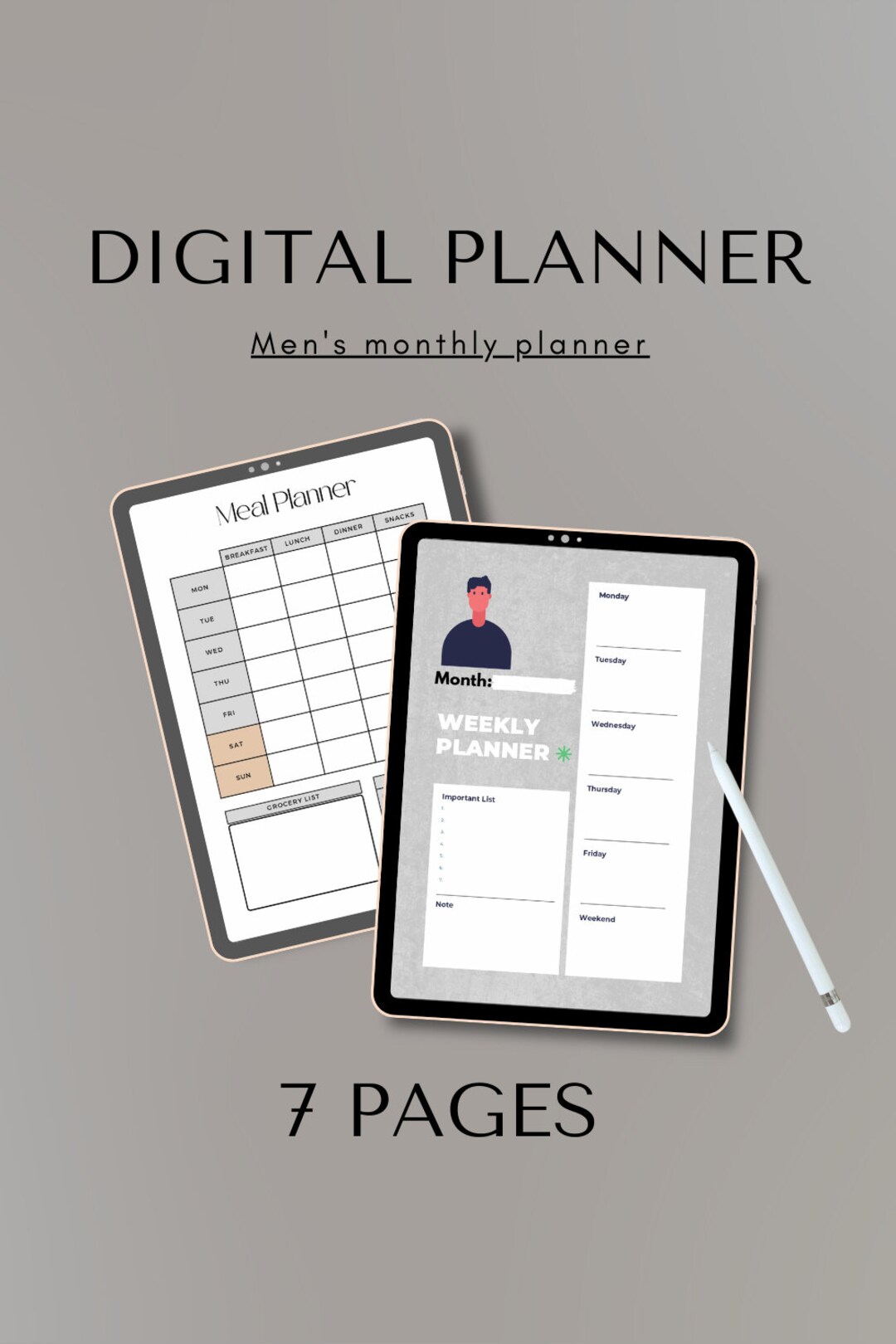 Monthly Planner, Budget Planner, Mens Planner, Mens Goals Planner ...