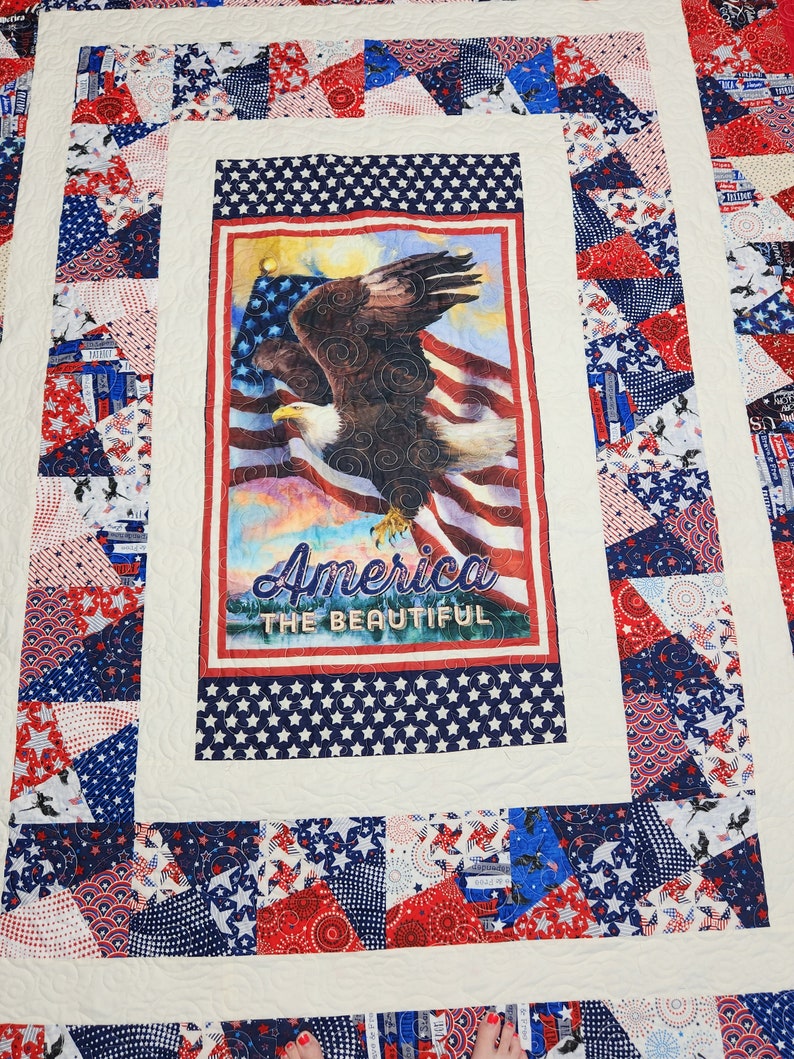 America the Beautiful Queen Quilt, Handmade Patriotic Decor - Etsy