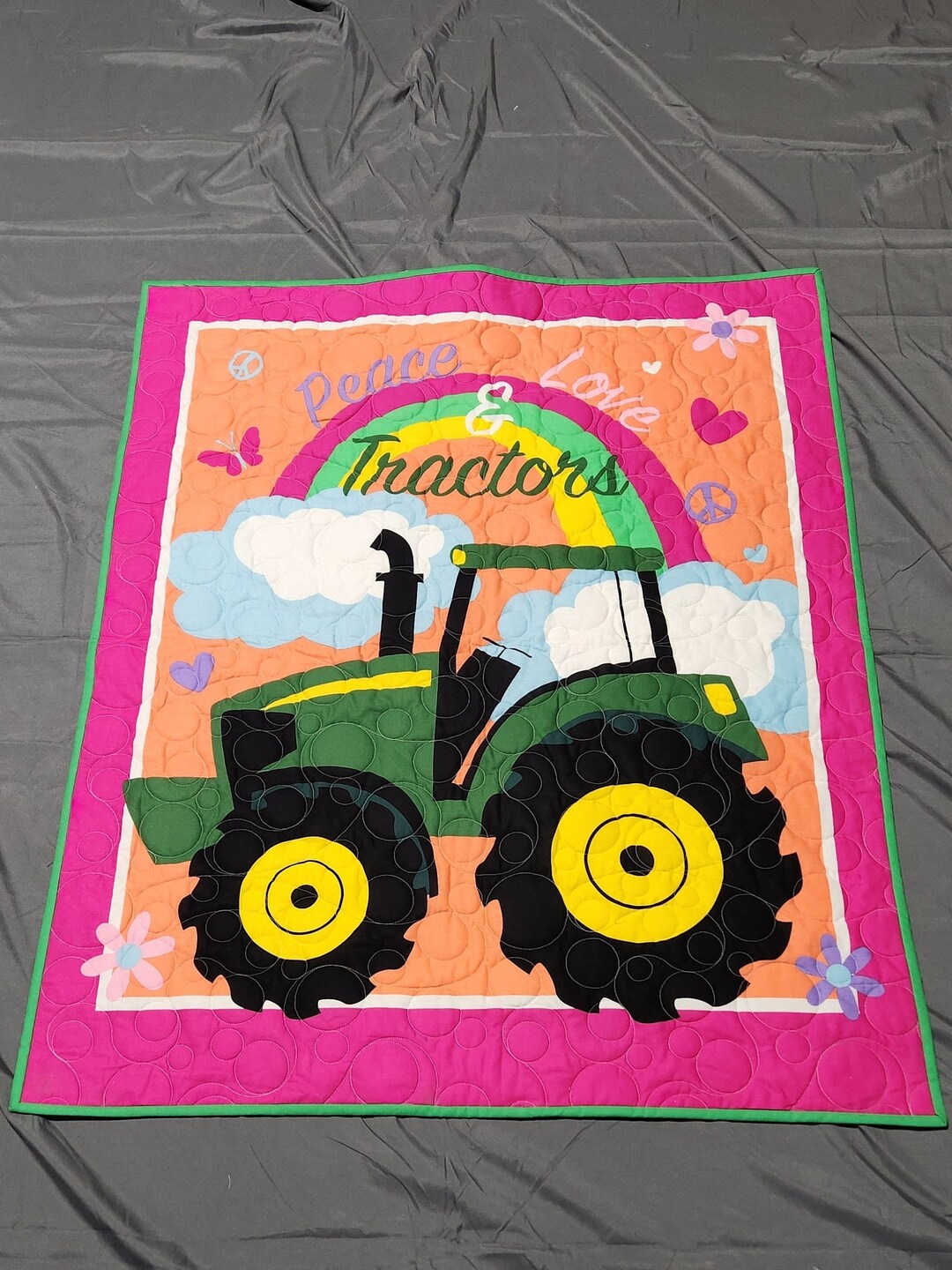 Peace, Love & John Deere Tractors Baby Quilt - Etsy