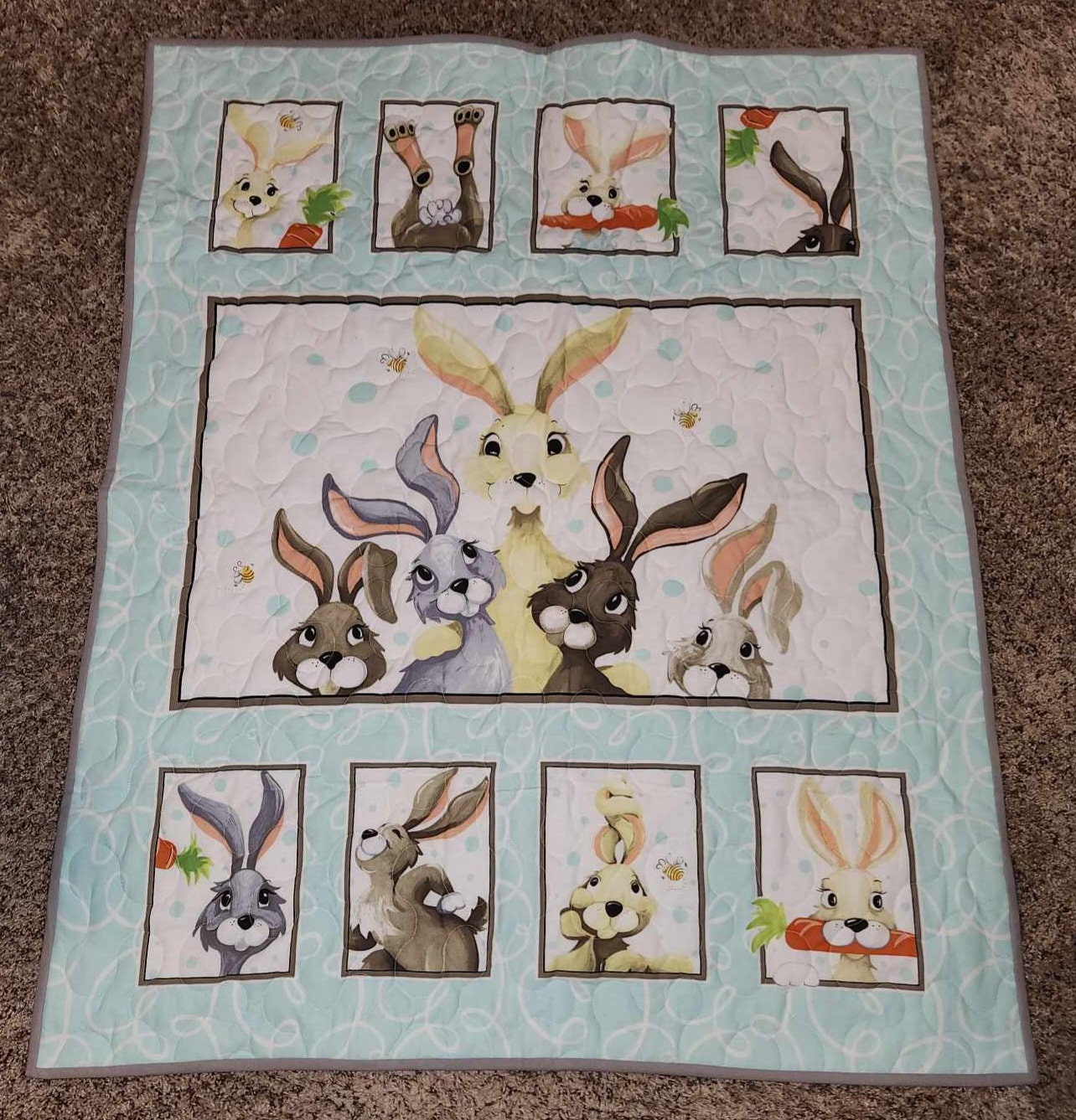 Rabbit Baby Quilt - Etsy