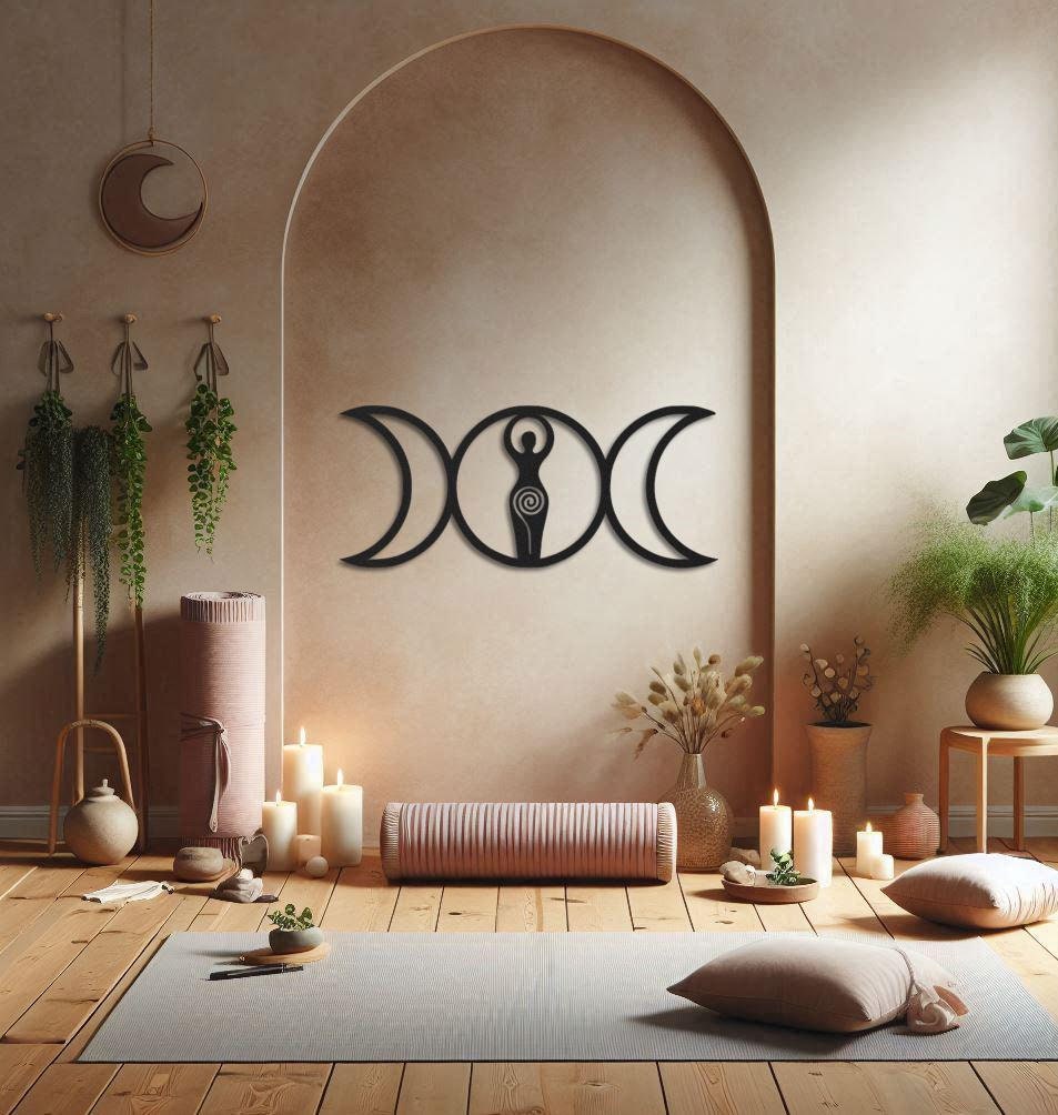 Triple Moon Goddess Metal Wall Art: Hecate Bohemian Decor - Etsy