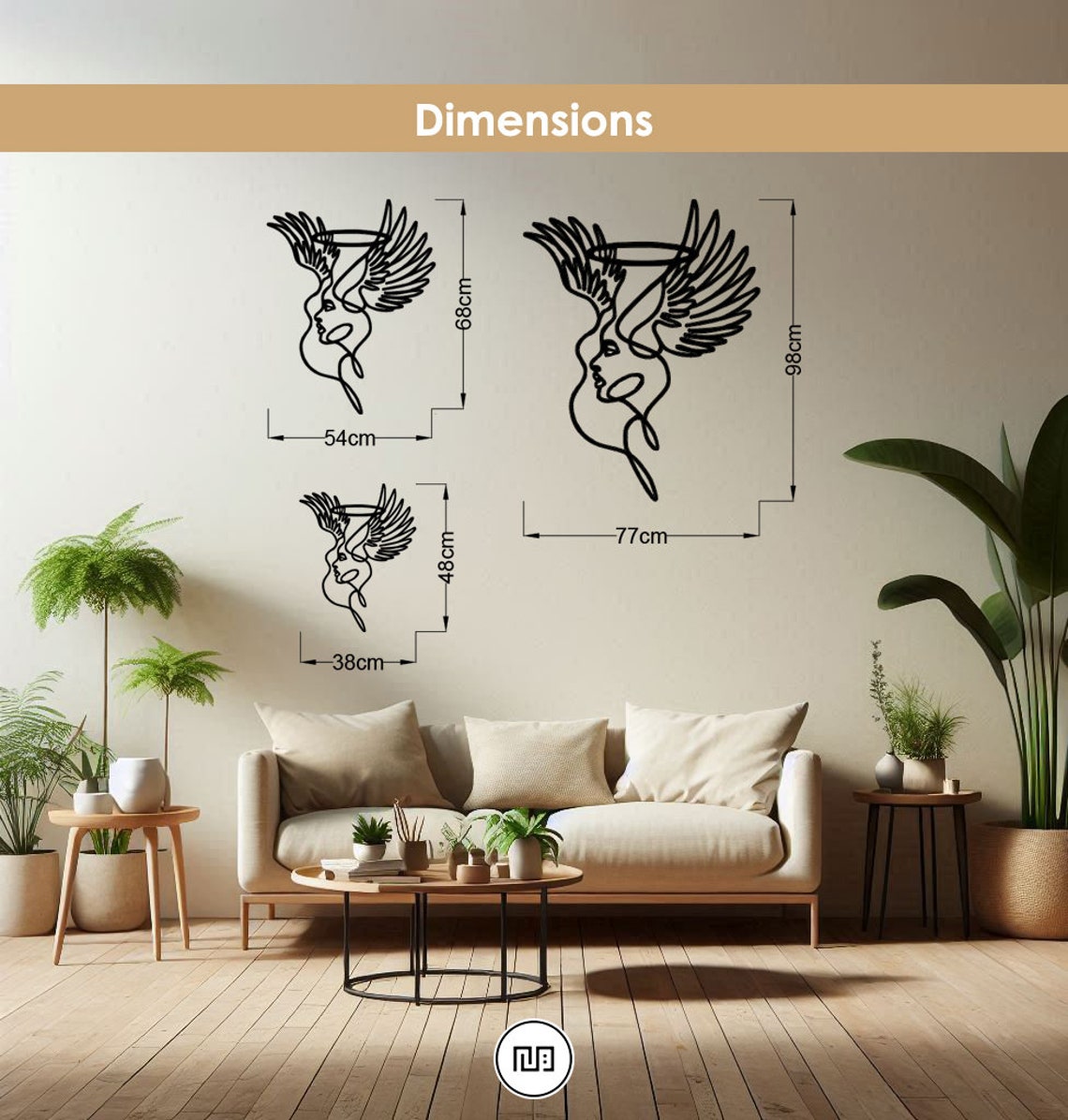 Angel Woman Line Art Wall Decor, Spiritual Guide Metal Wall Art ...