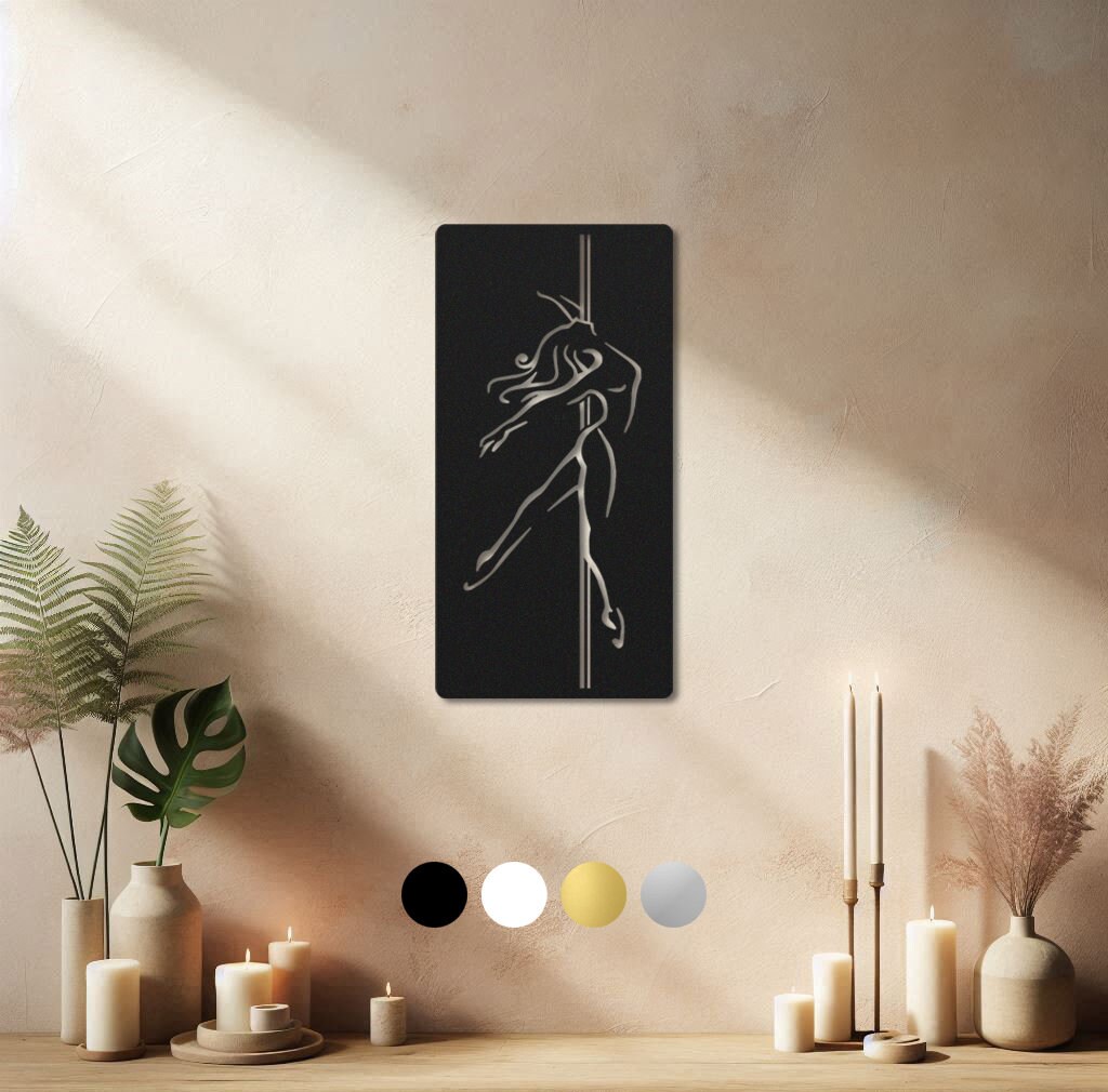 Dancing Woman Metal Wall Art, Pole Dance Metal Wall Decor, Feminine ...