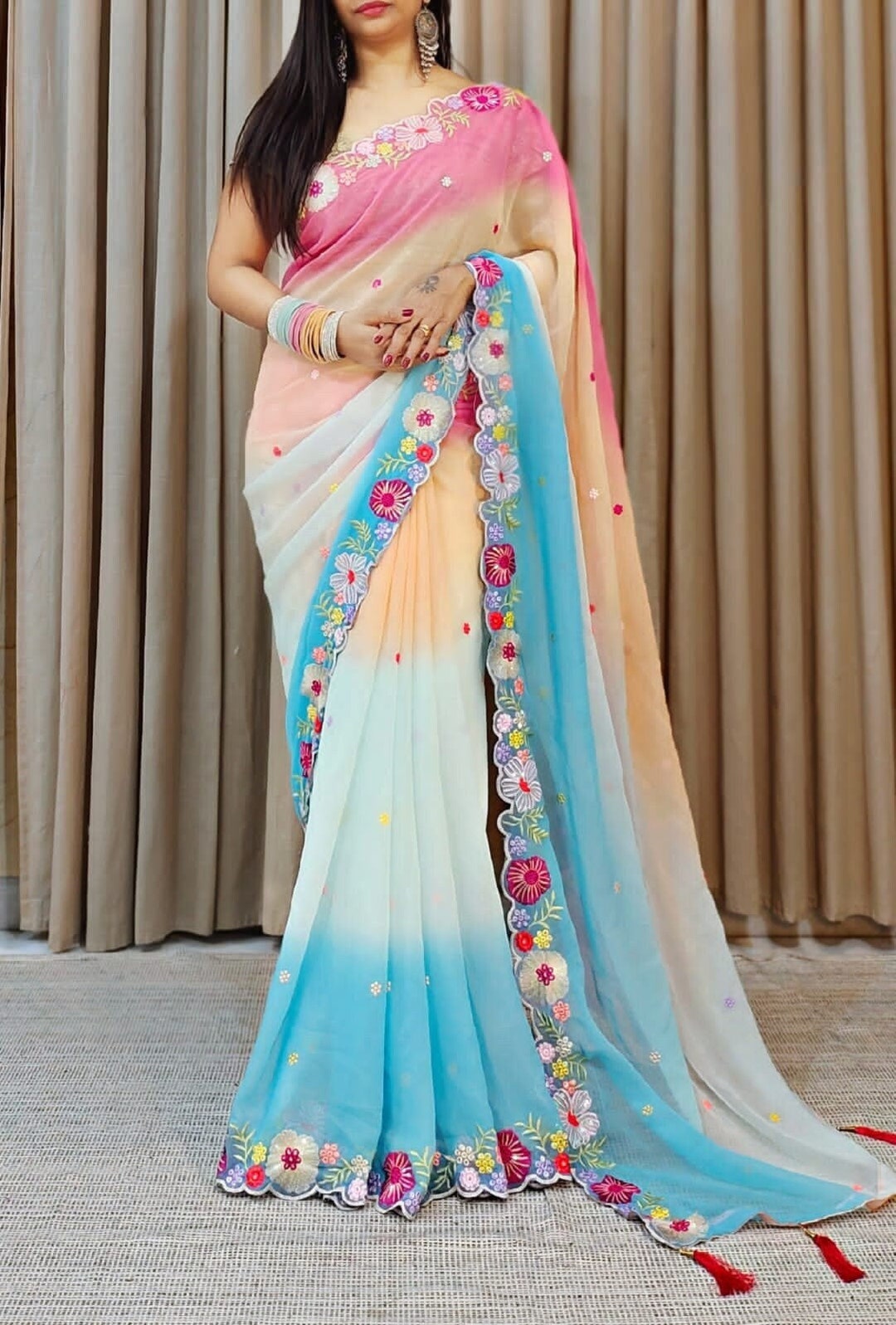 Presenting You Most Beautiful Multi Colour Seqwance Saree Collection ...