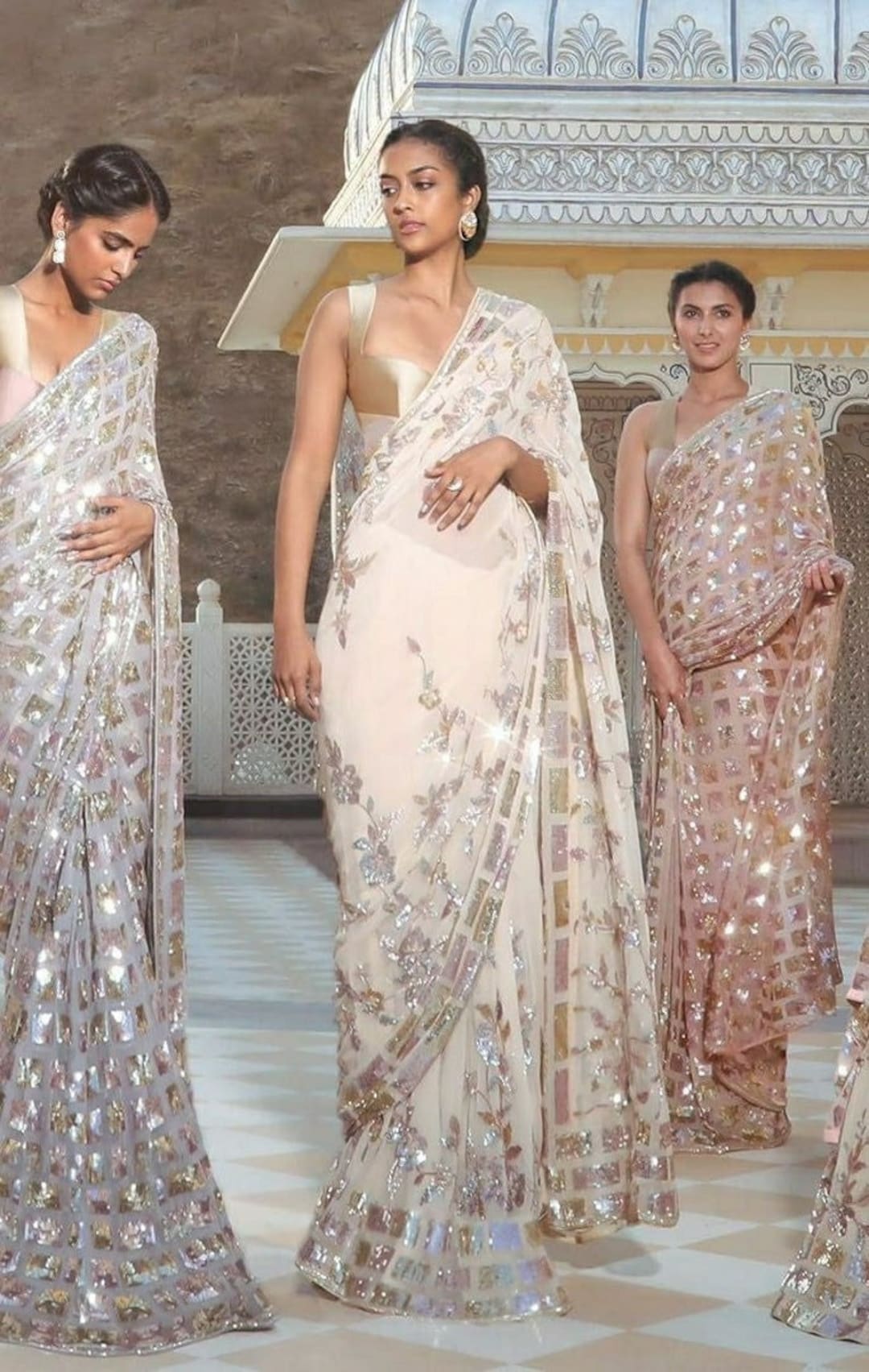 Sequins Saree Sequence Saree Peach Sequins Sari Party Wear - Etsy