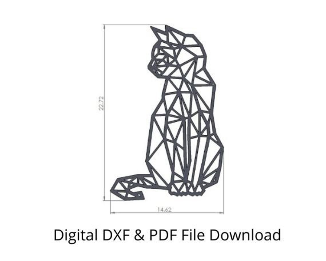 Cat DXF File Cat PDF Drawing Cat Digital Download Scaled | Etsy