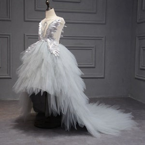 Girls Silver Swan Tulle Dress Junior Grey Flower Girls Dress - Etsy