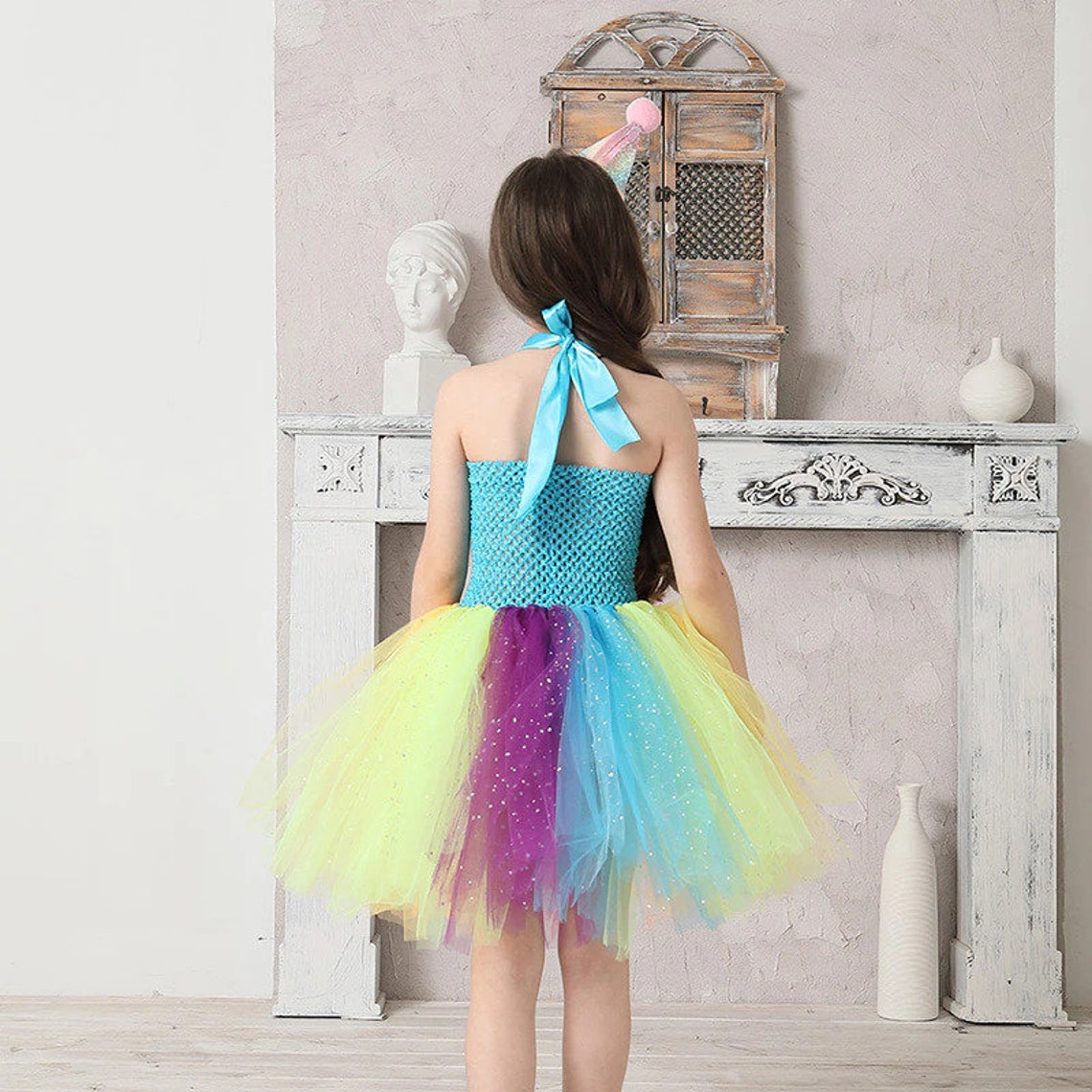 Girls Clown Costume Rainbow Fancy Dress Kids Birthday - Etsy