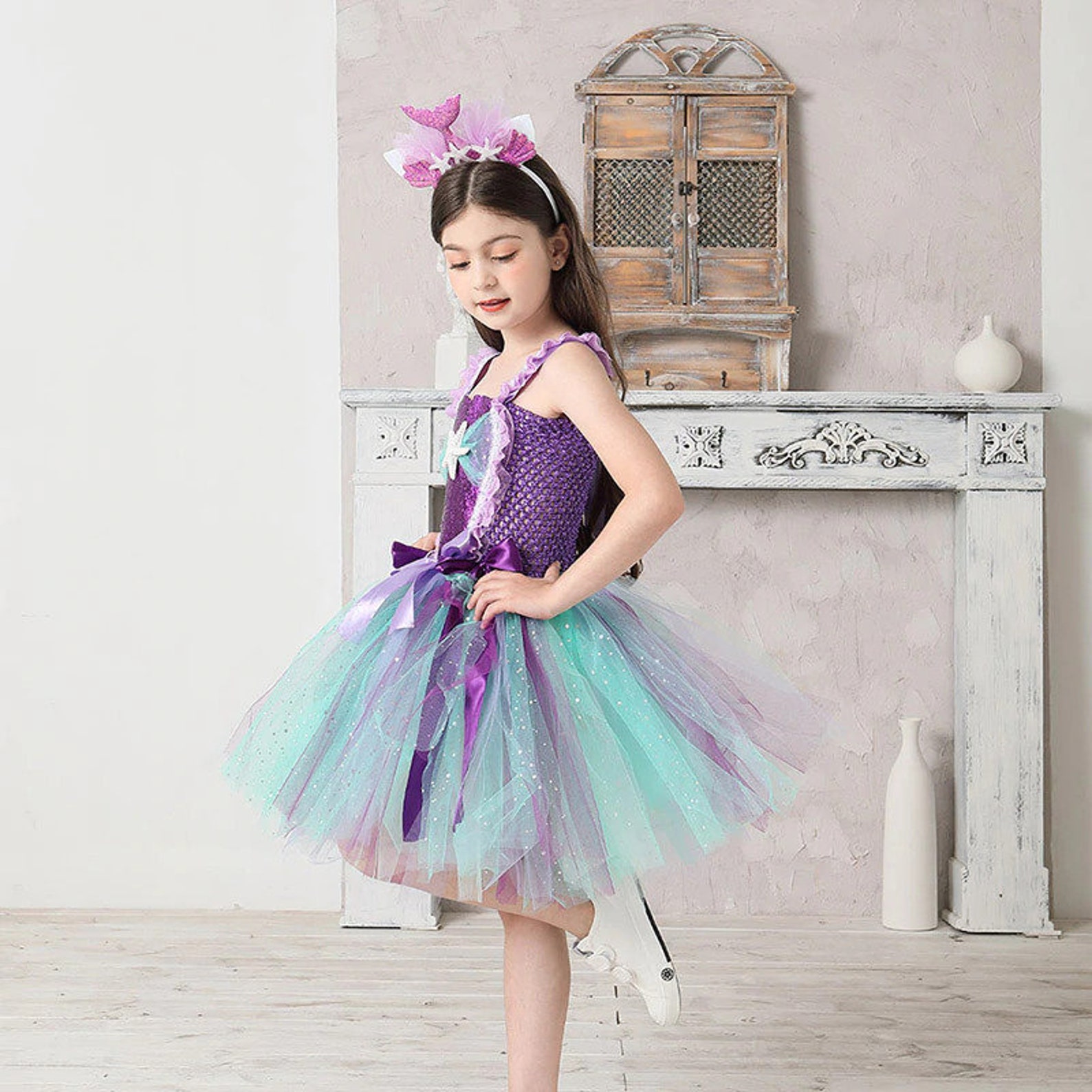 Girls Starfish Shell Mermaid Tutu Dress Kids Mermaid Costume | Etsy UK