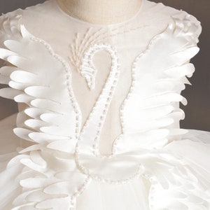 Girls White Swan Tulle Dress Junior Flower Girls Dress White Tutu Ball ...