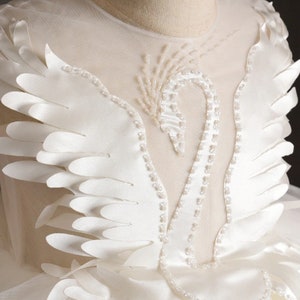 Girls White Swan Tulle Dress Junior Flower Girls Dress White Tutu Ball ...