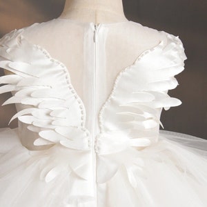 Girls White Swan Tulle Dress Junior Flower Girls Dress White Tutu Ball ...