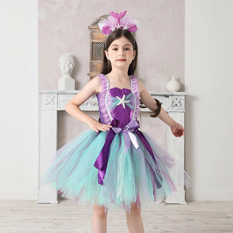 Girls Starfish Shell Mermaid Tutu Dress Kids Mermaid Costume | Etsy UK