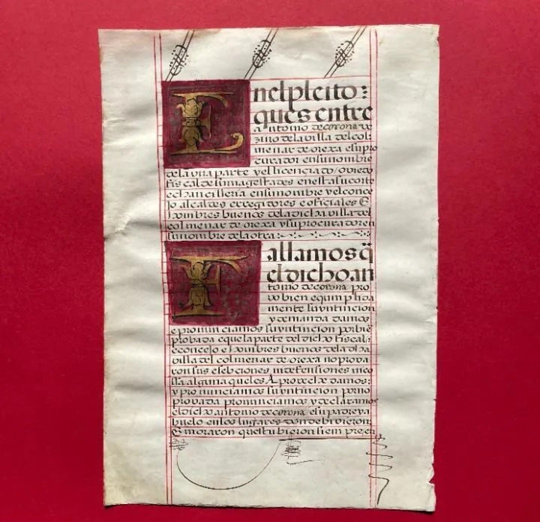 Antique Manuscript From a XVI Century Codex. in Spanish. Illuminated ...