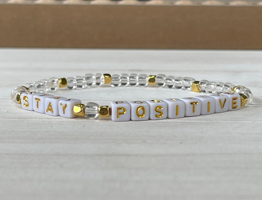 STAY POSITIVE Crystal Bracelet | Handmade Stackable Bracelet | Custom ...