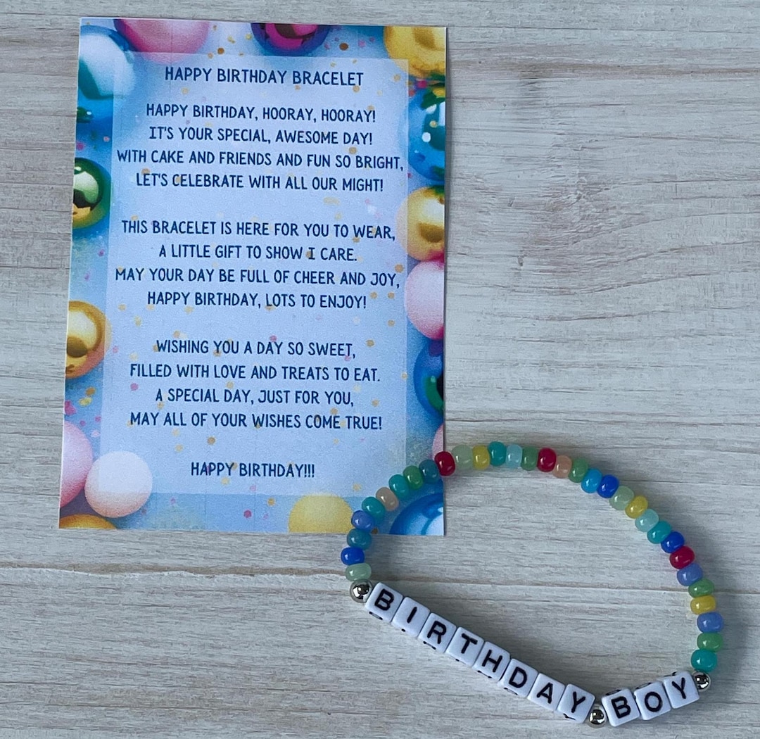 BIRTHDAY BOY Bracelet With Poem | Handmade Stackable Bracelet | Custom ...