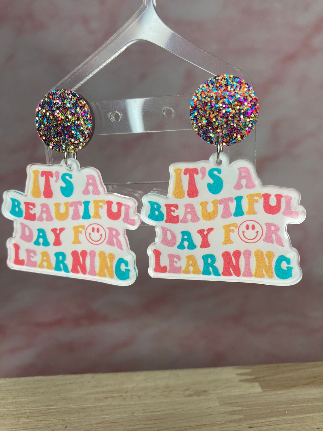 Its a Beautiful Day for Learning Teacher Dangles , Book Earrings ...