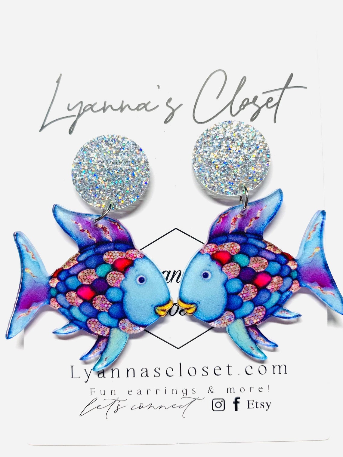 Rainbow Fish Inspired Earrings/ Rainbow Fish Dangle Drop - Etsy