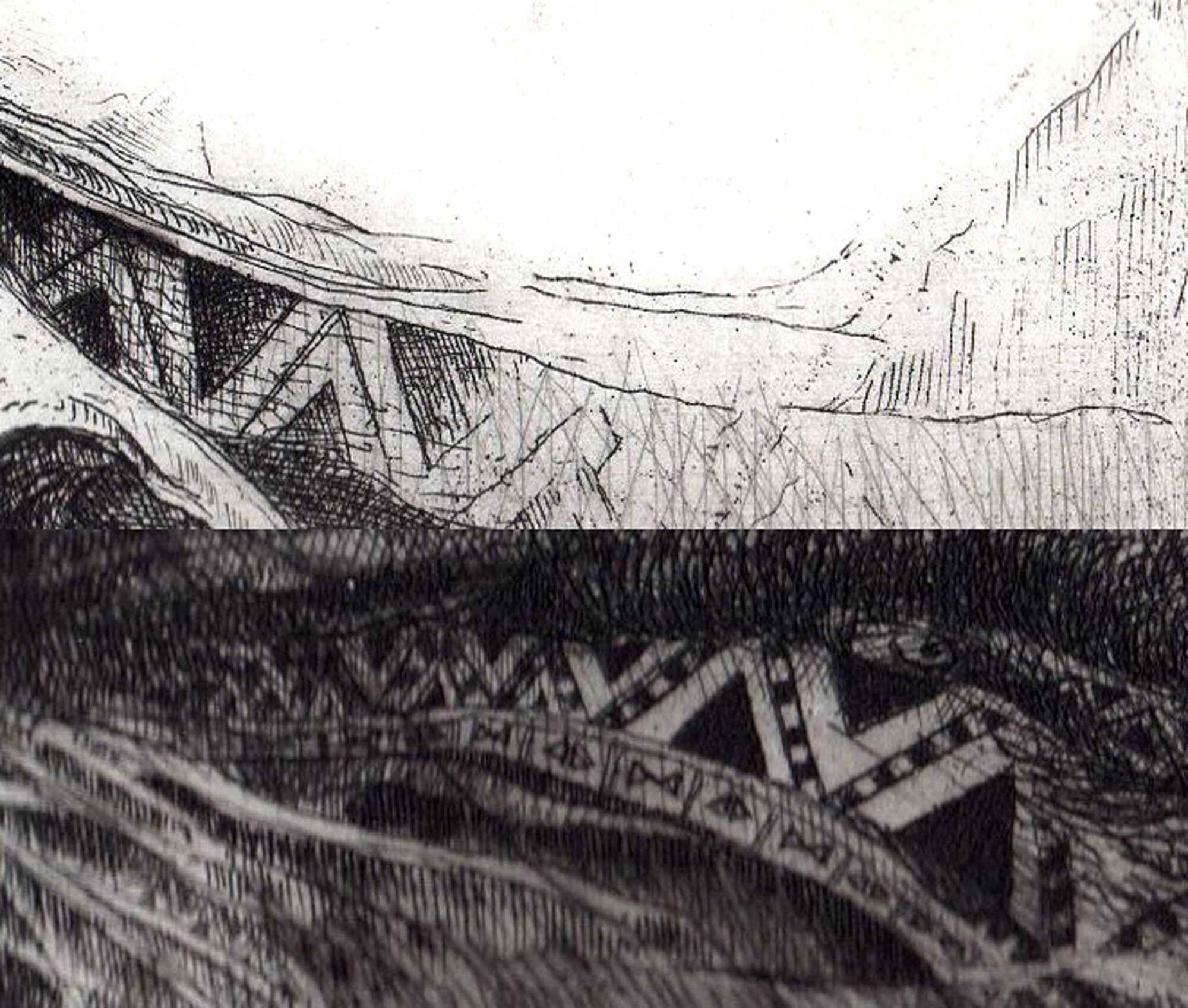 Piscis fish Intaglio grabado grabado en papel, arte de impresión ...