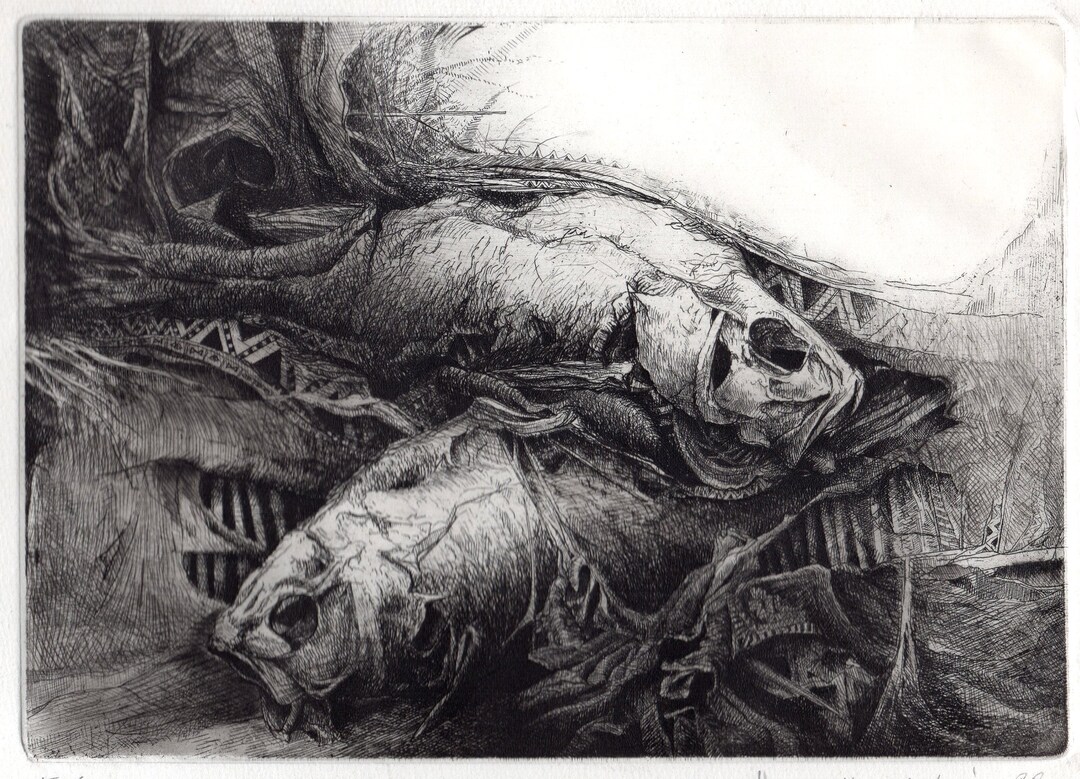 Pisces Fish Intaglio Etching Print on Paper, Printmaking Art, Hand ...