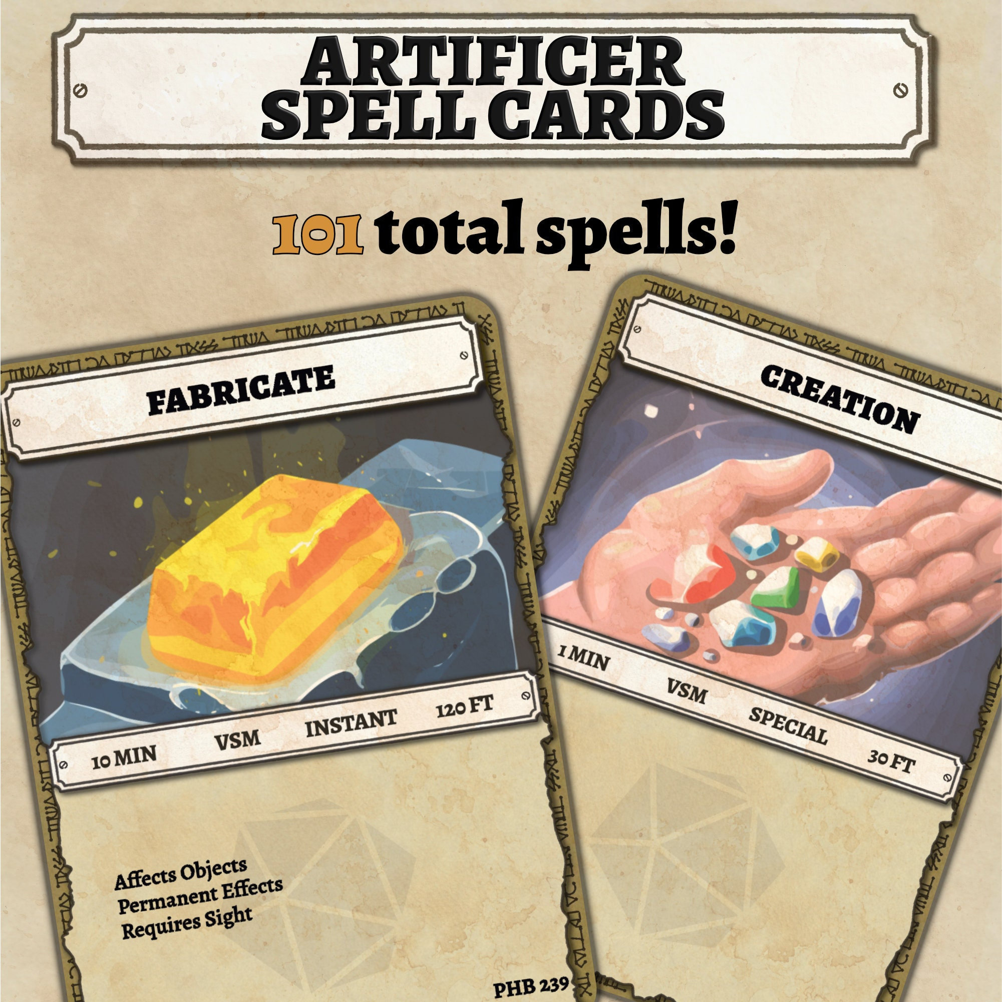 Artificer Spell Cards for DND 5E - Full-text and Illustrated! - Etsy