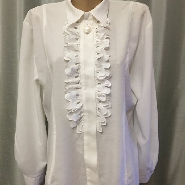 White Ruffle Blouse - Etsy