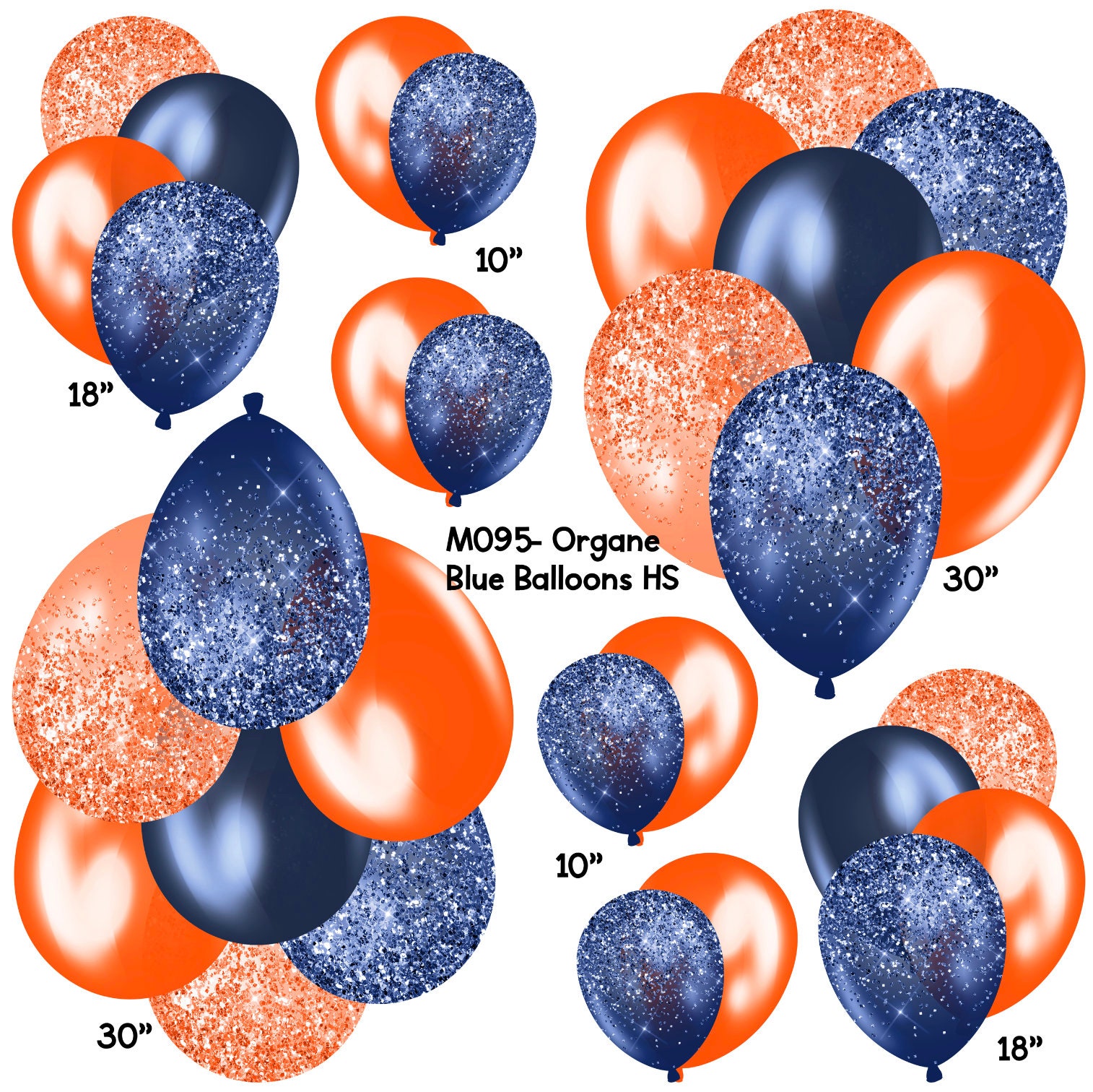 Balloon Bundles Orange & Blue Bouquets Yard Cards | Etsy