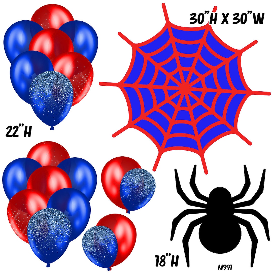 Spider, Web, Red, Blue, Balloons, Cut-outs, Standees, Party Props ...
