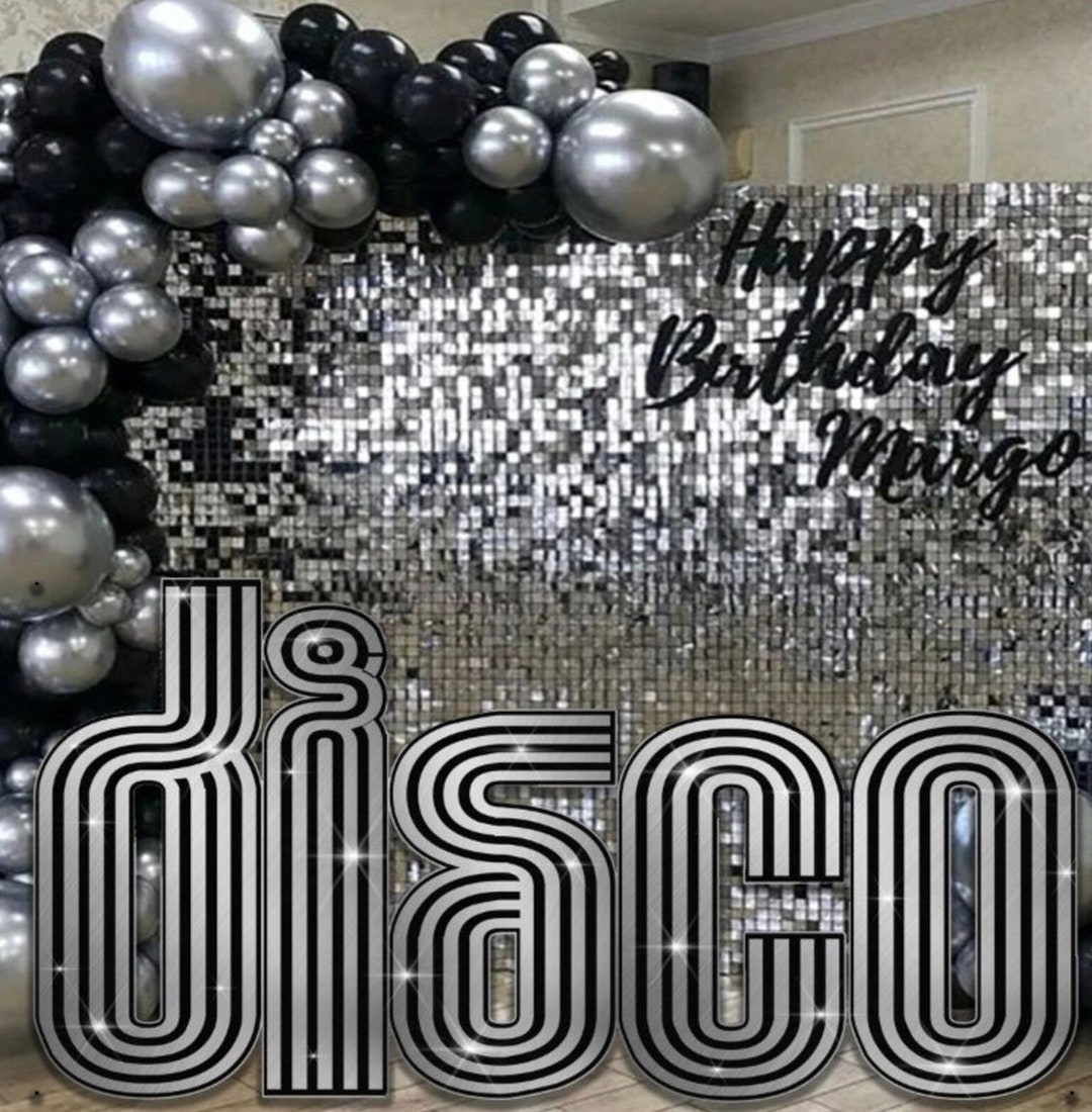 DISCO Silver, Individual Letters 4ft Tall Set Coroplast Party Props ...