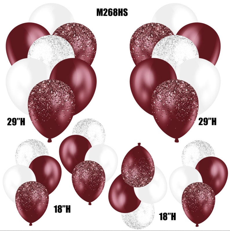 Maroon & White Balloon Set M268HS - Etsy
