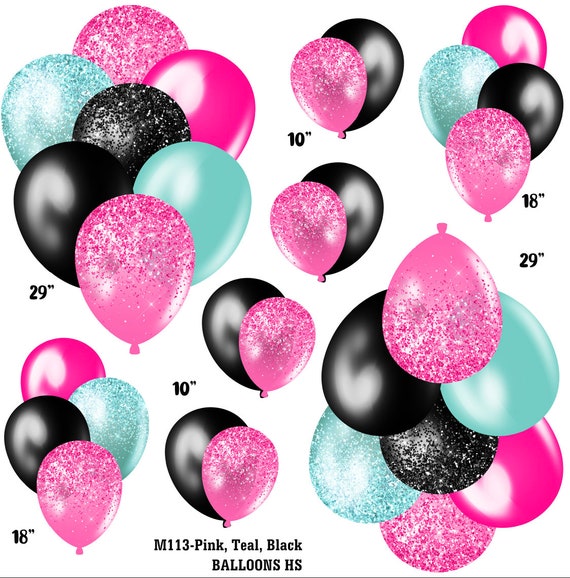 Paquetes de globos rosa negro azul ramos de cartas de - Etsy España