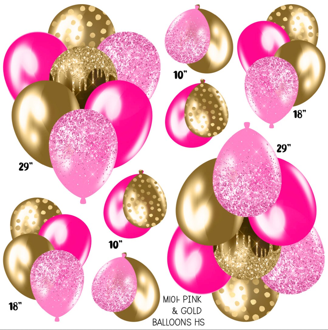 Balloon Bundles, Pink & Gold, Bouquets Yard Cards - Etsy